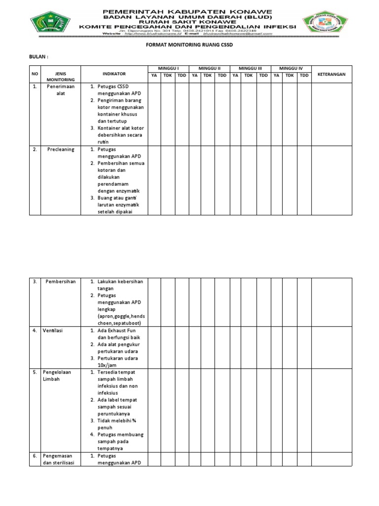 Format Monitoring Ruang CSSD Fix | PDF