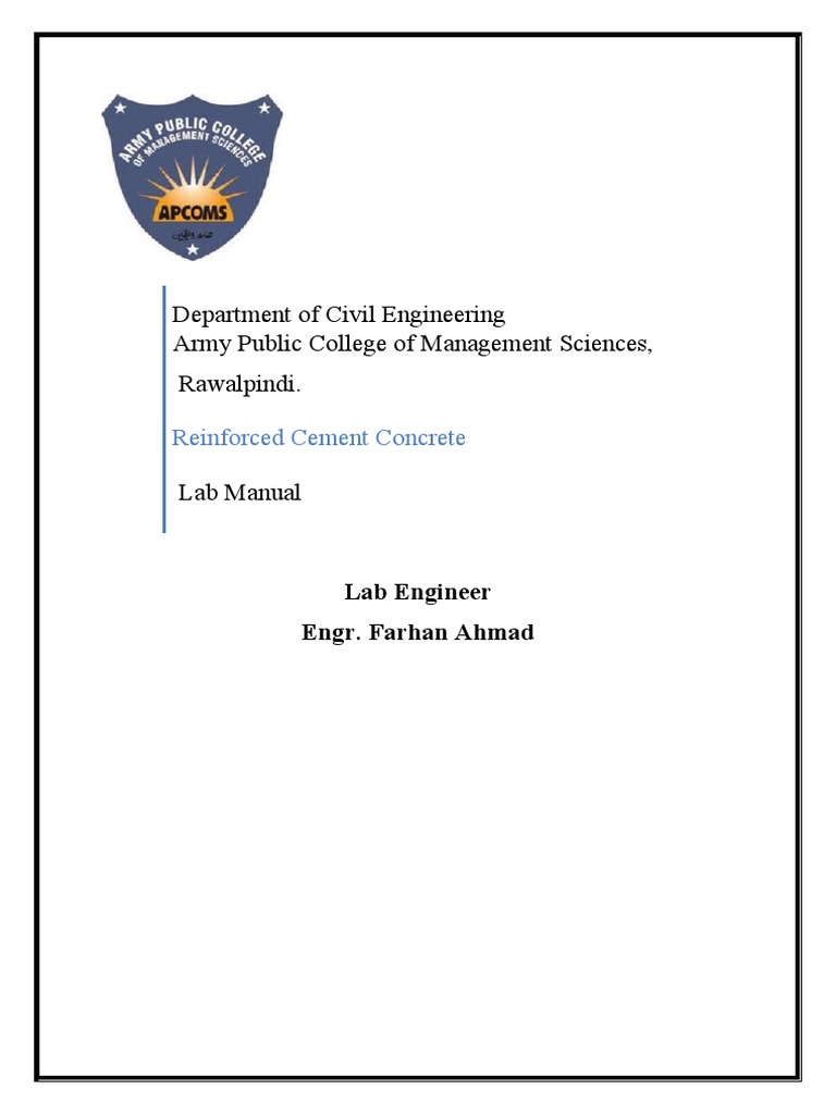 LAB Manual RCC | PDF | Concrete | Strength Of Materials