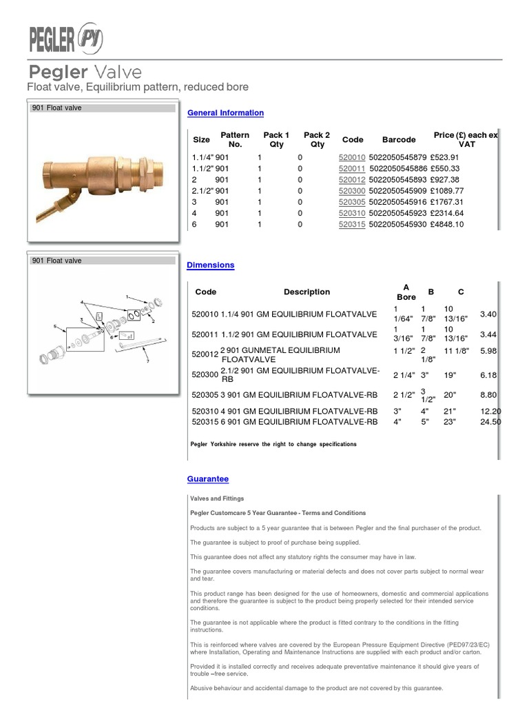 Float Valve, Equilibrium Pattern, Reduced Bore: General Information ...