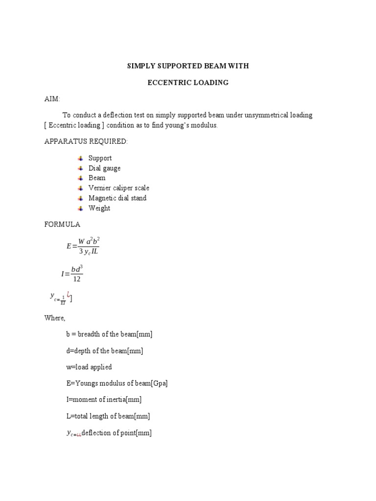 Eccentric Loading on Simply Supported Beam | PDF | Beam (Structure ...