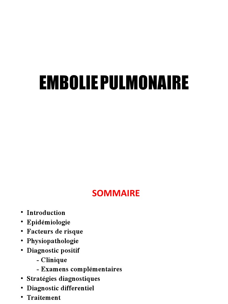 Topo Embolie Pulmonaire Rea 2 | PDF | Angiographie | Maladies cardiovasculaires