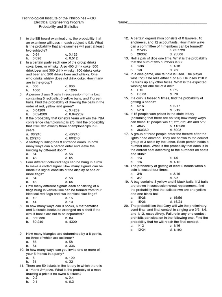 Prob Stat | Download Free PDF | Probability