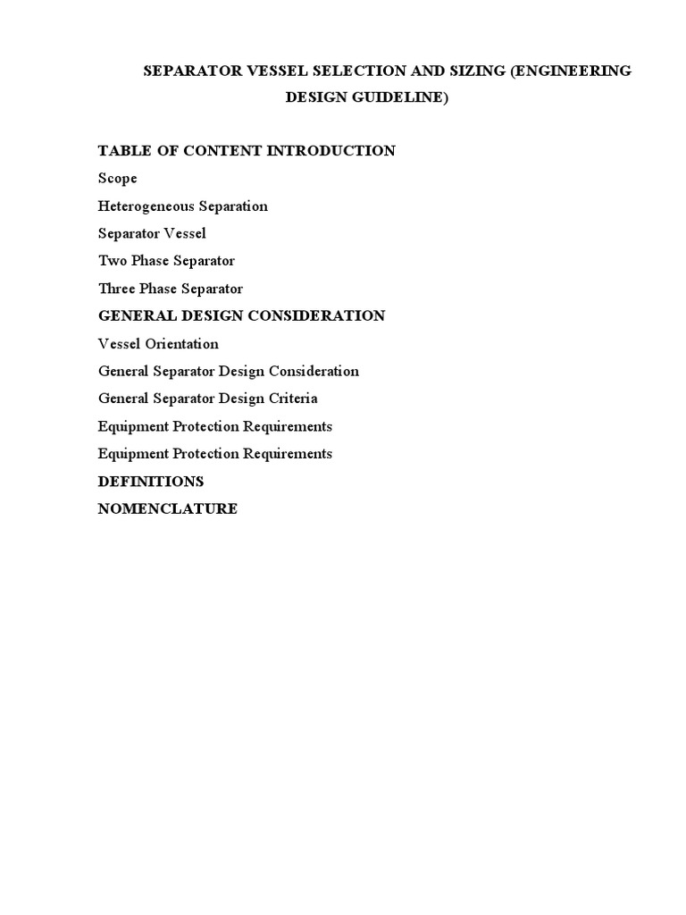 Separator Vessel Selection and Sizing | PDF | Filtration | Liquids