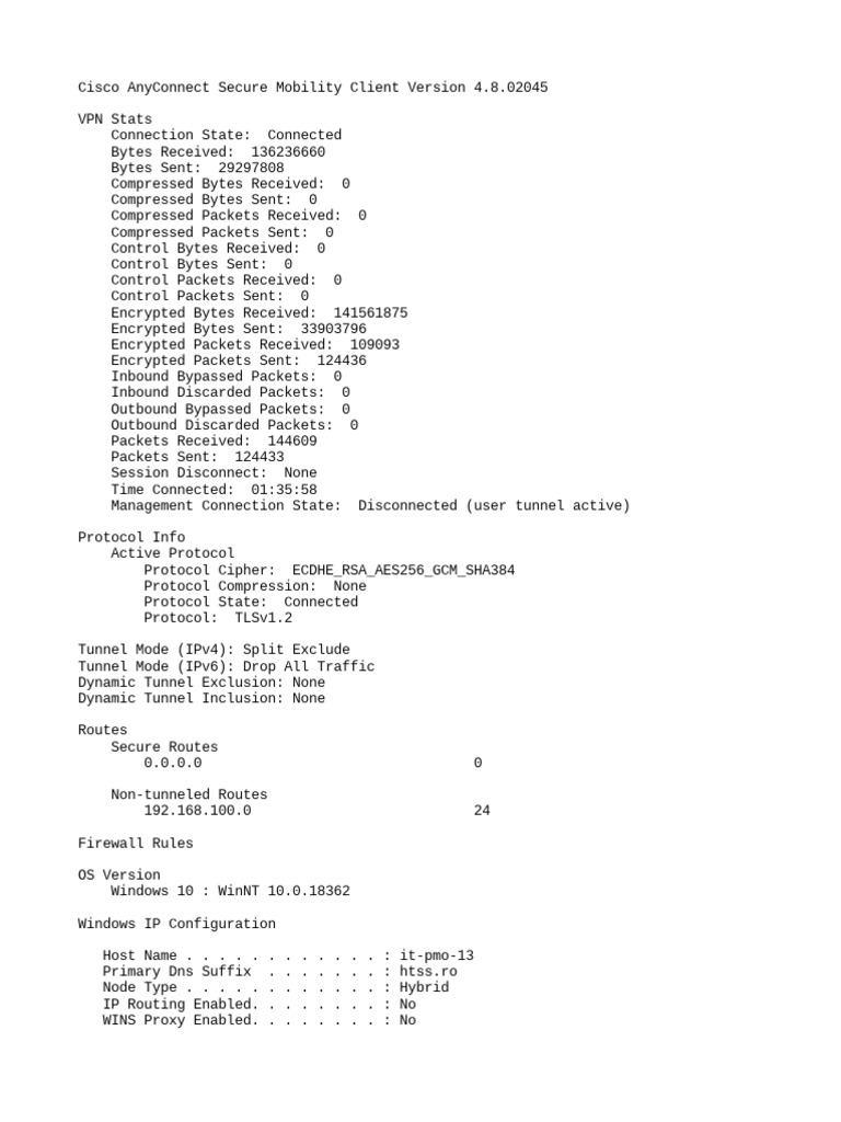 Cisco AnyConnect VPN Statistics | PDF | Computer Science | Network ...