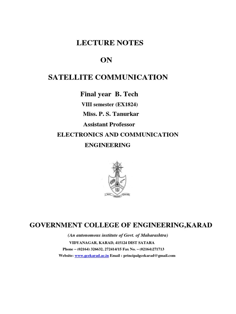 Satellite Communication Lecture Notes | PDF | Communications Satellite ...