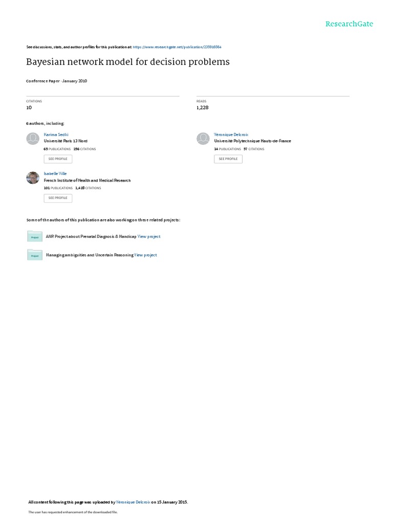 Bayesian Network Model For Decision Problems: January 2010 | PDF | Bayesian Network ...