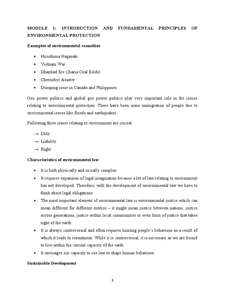 Module 1: Introduction and Fundamental Principles of Environmental ...
