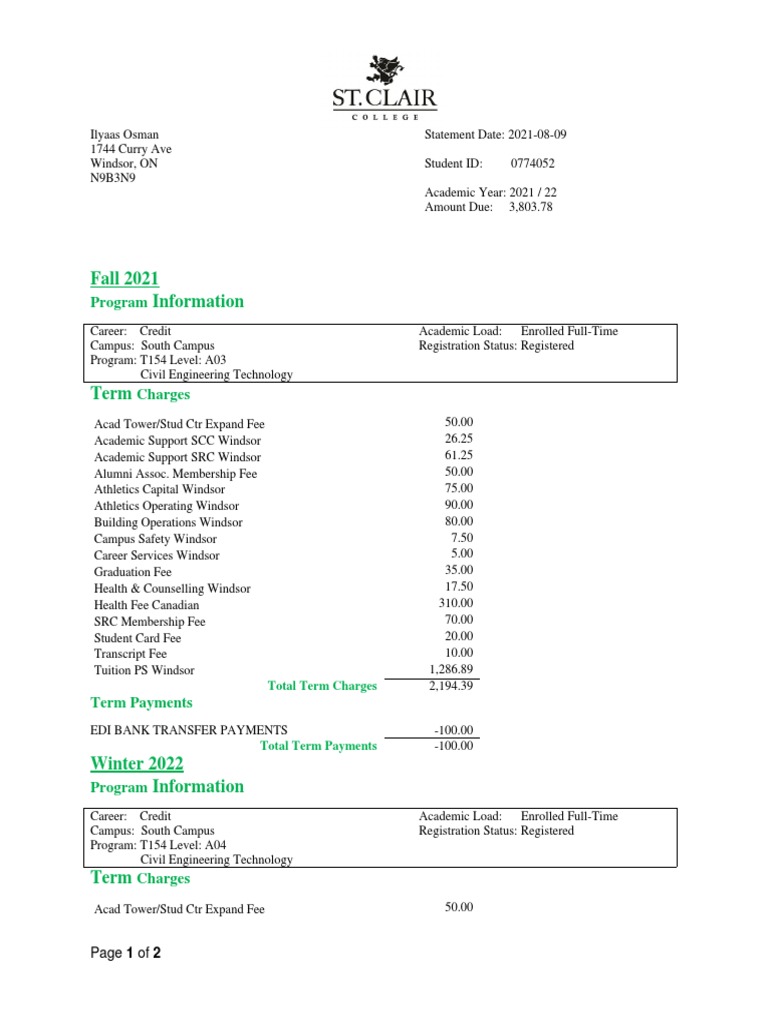 SCC STD Bill | Download Free PDF | Fee | Services (Economics)