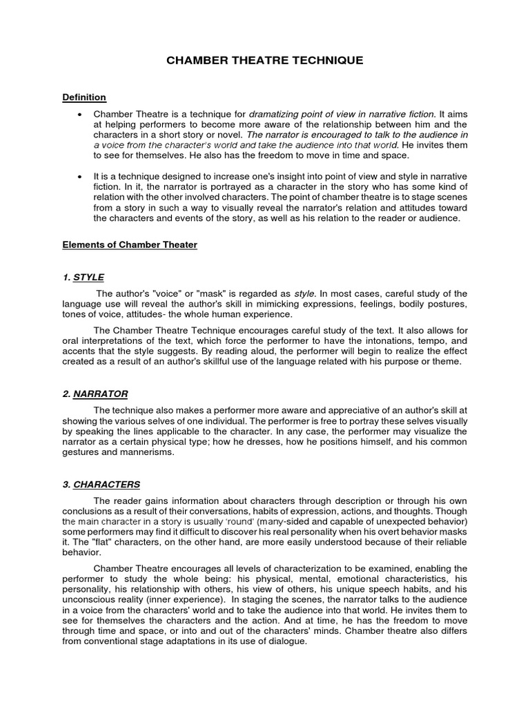 Chamber Theatre Technique | PDF | Narration | Cognition
