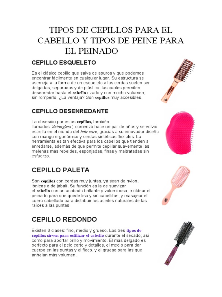 Tipos de Cepillos para El Cabello y Tipos de Peine para El Peinado | PDF | Pelo | Sistema ...