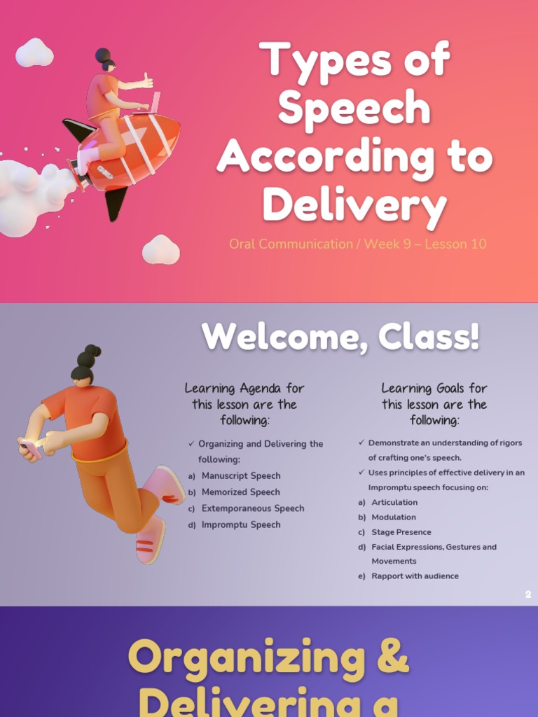 Types of Speech According To Delivery: Oral Communication / Week 9 ...