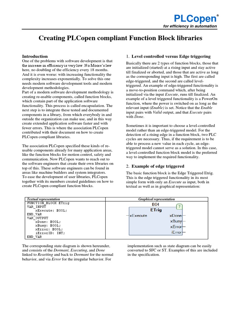 PLCopen - Creating PLCopen Compliant Function Block Libraries | PDF ...