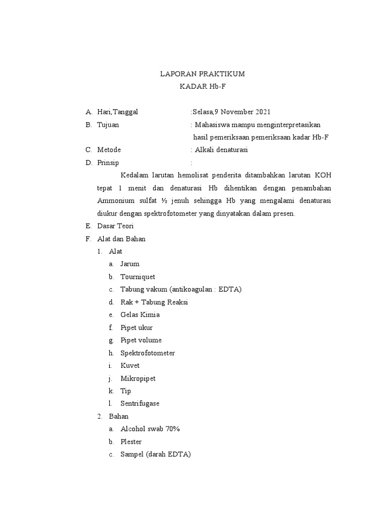 Laprak Kadar HB-F | PDF