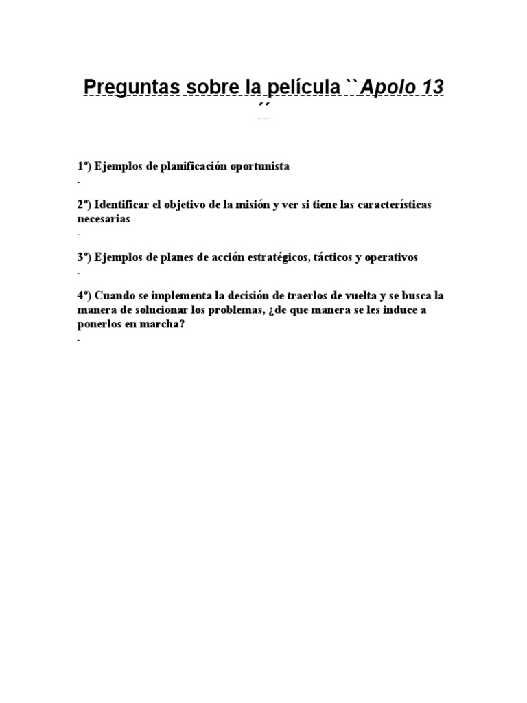 Preguntas Sobre La Película | PDF