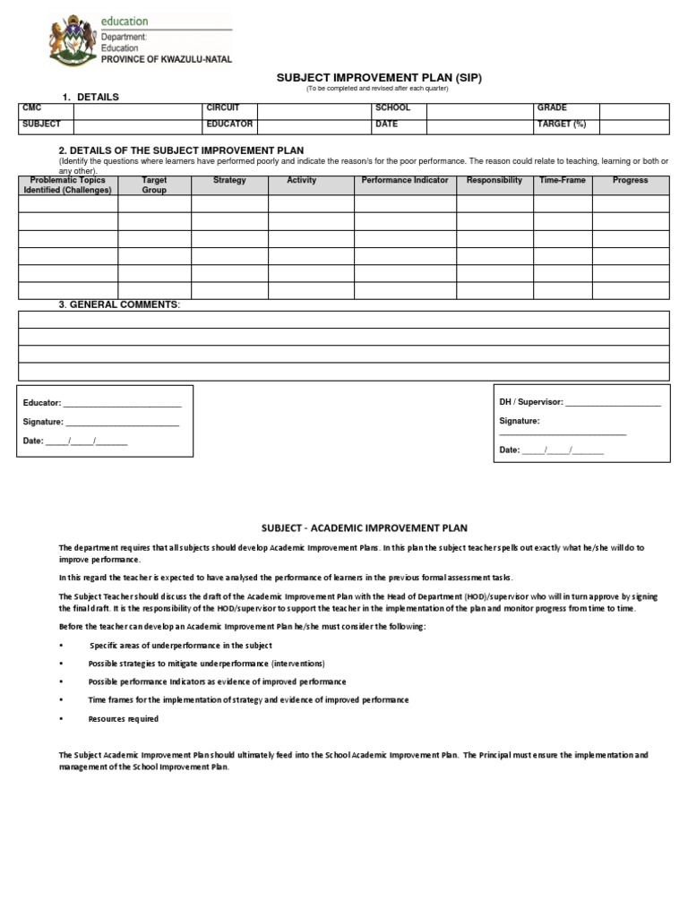 Subject Improvement Plan For 2022. | PDF | Teachers | Communication