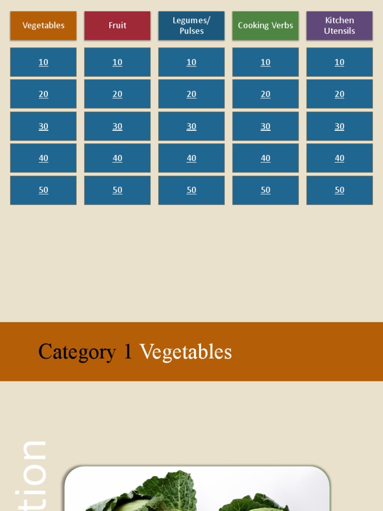 Food & Cooking Quiz Categories | PDF | Legume | Vegetables