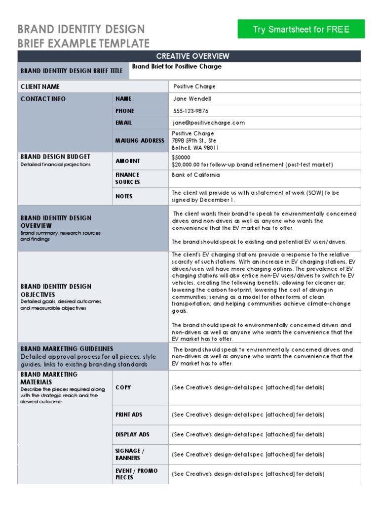 Brand Identity Design Brief Example Template: Creative Overview | PDF ...