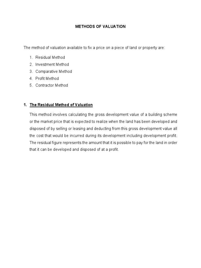 Lecture Notes - 6 - Methods of Valuation | PDF | Real Estate Appraisal ...