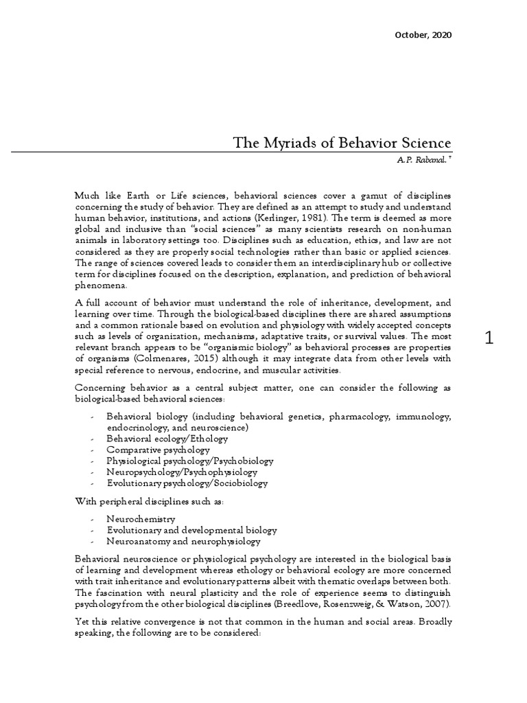 Understanding Behavioral Sciences | PDF | Behaviorism | Psychology