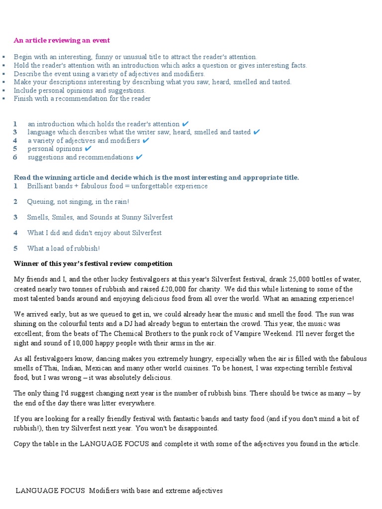 An Article Reviewing An Event | PDF | Adjective