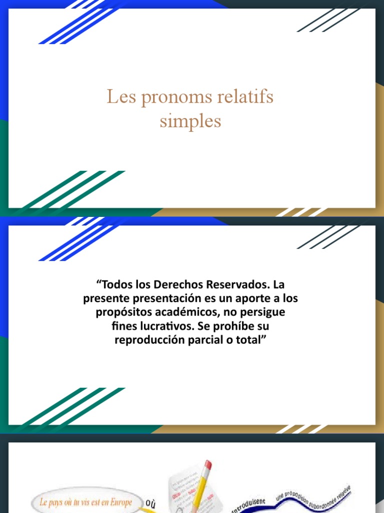 Les Pronoms Relatifs Simples | PDF | Genre grammatical | Pronom