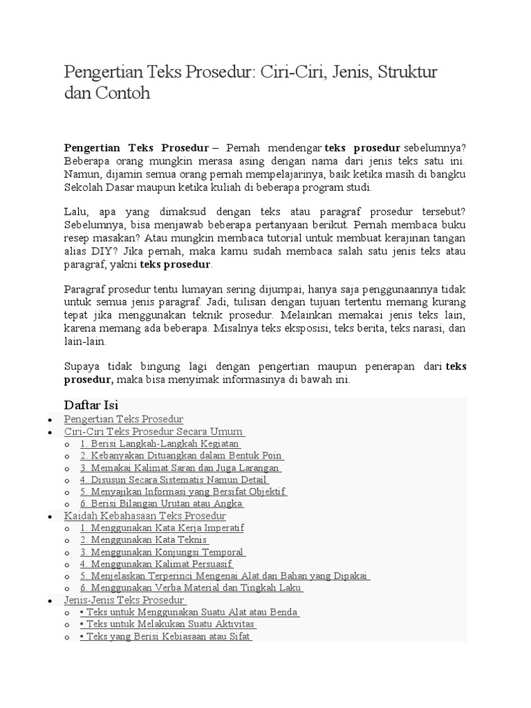 Pengertian Teks Prosedur | PDF