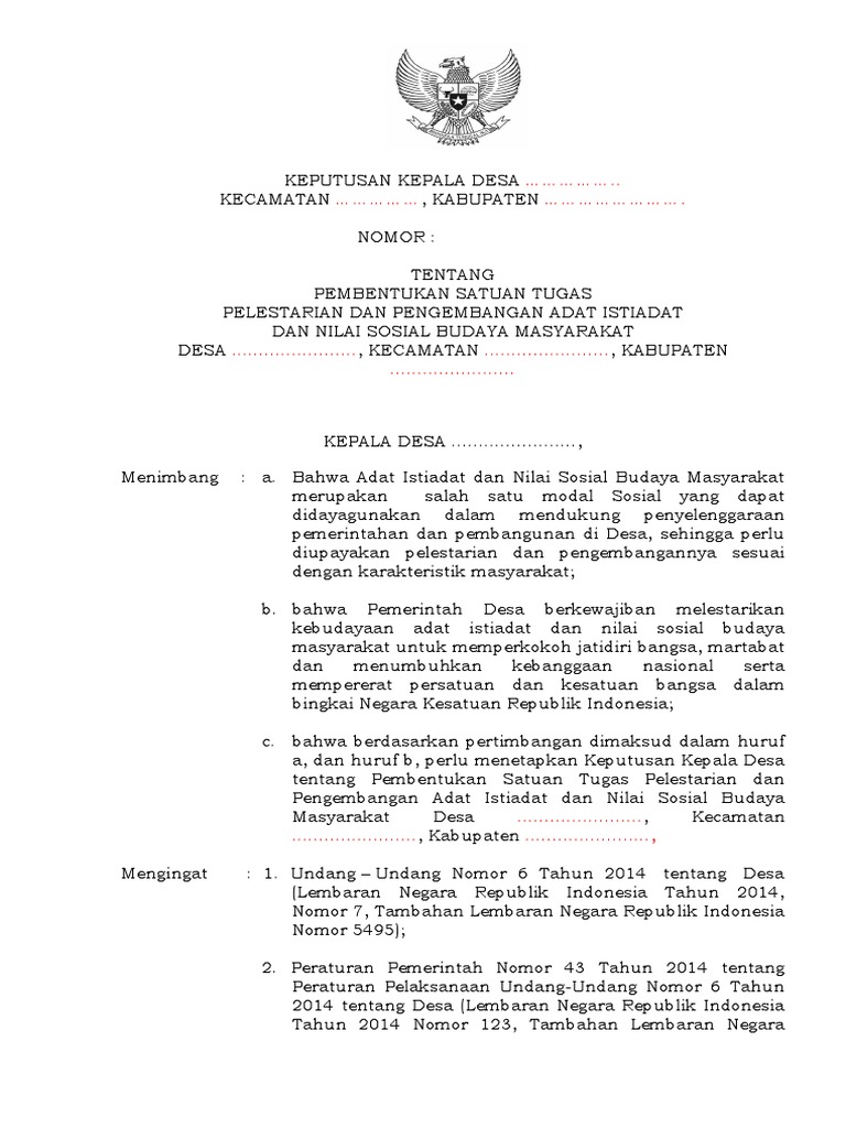 CONTOH SK Satgas Adat | PDF
