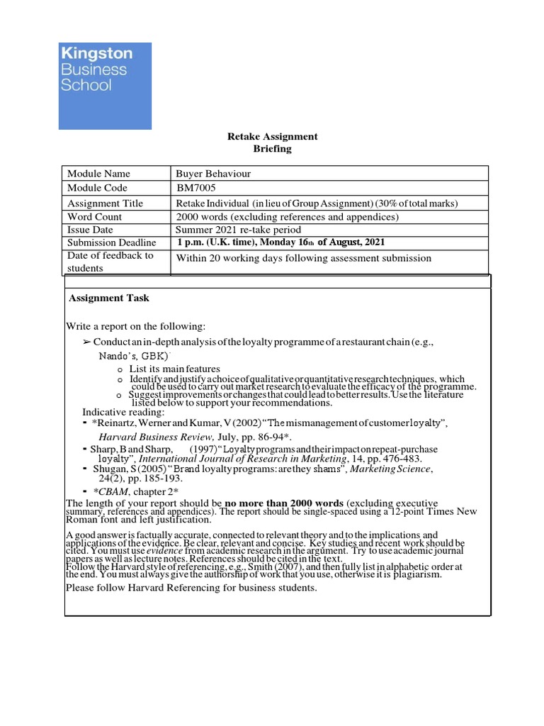 Retake Assignment Briefing: 1 P.M. (U.K. Time), Monday 1 6 of August ...