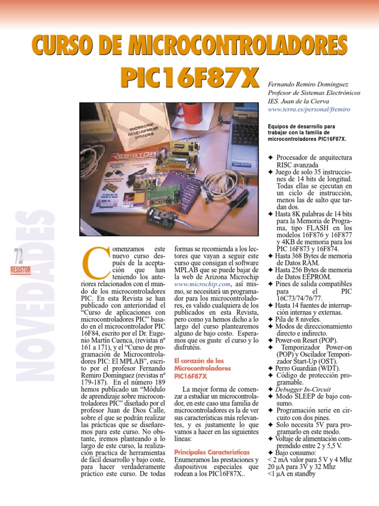 Curso de Microcontroladores Pic16f87x | PDF | Microcontrolador ...