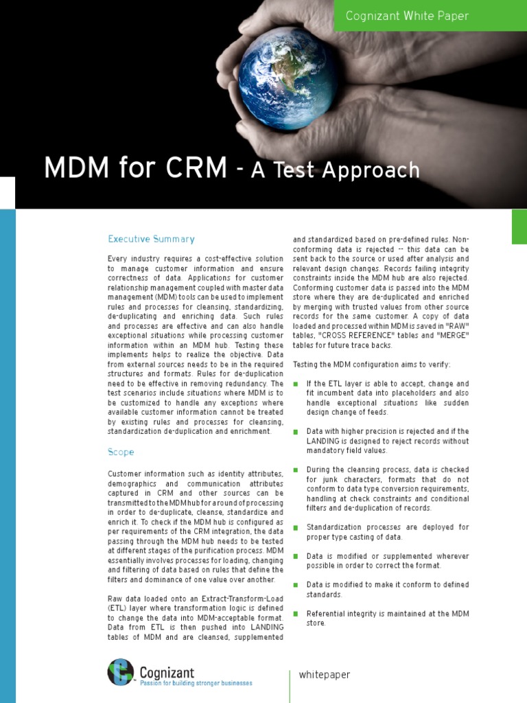 MDM For CRM A Test Approach | PDF | Information Science | Computing