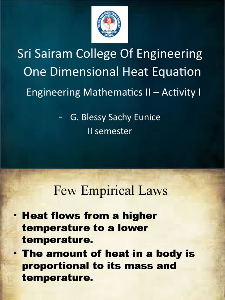 One Dimensional Heat Equation | PDF | Heat | Heat Transfer