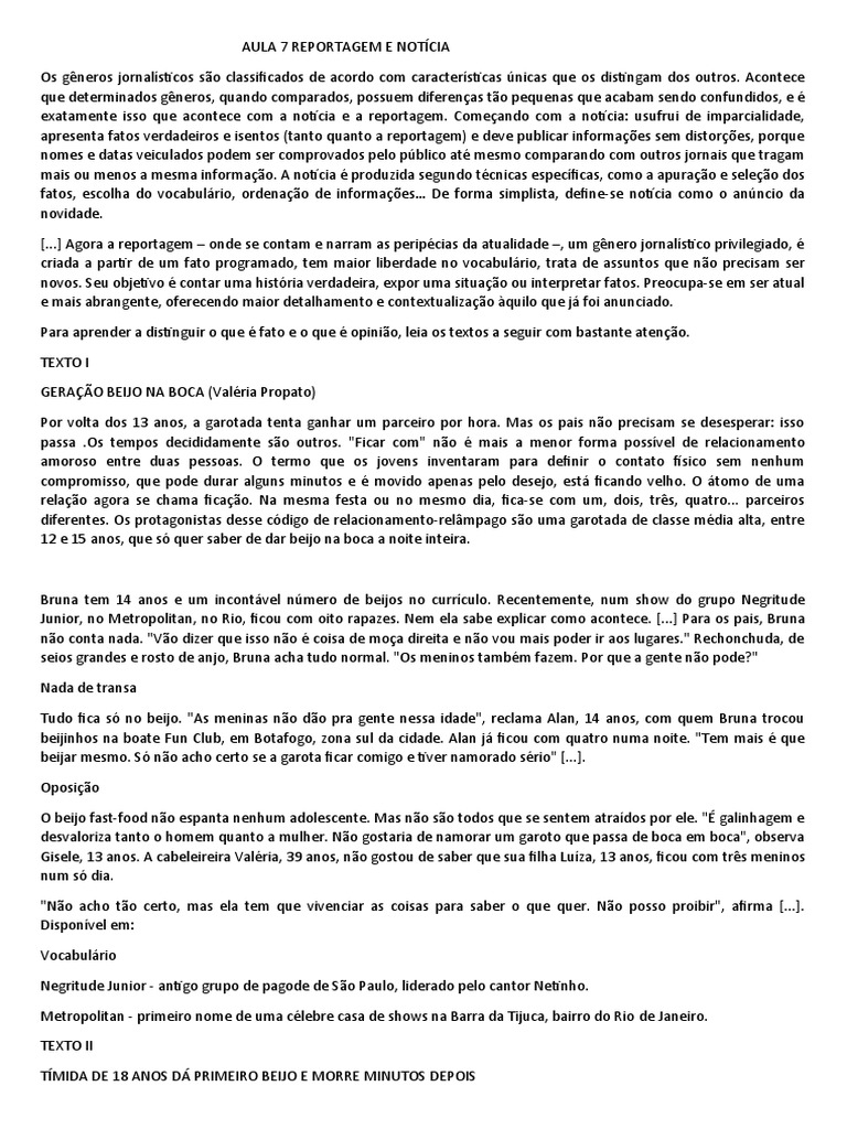 AULA 8 Reportagem e Noticia | PDF | Jornalismo
