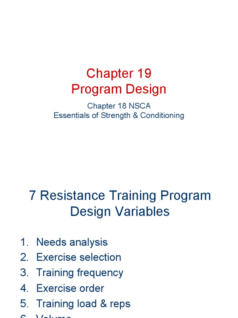 Program Design: Chapter 18 NSCA Essentials of Strength & Conditioning ...