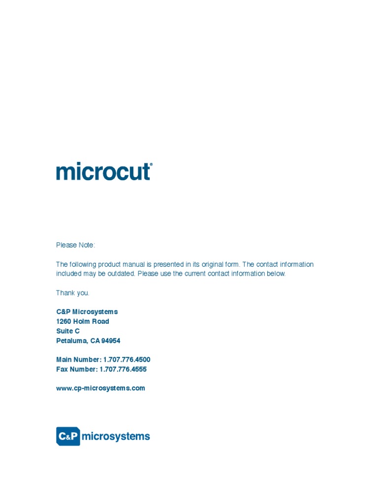 Microcut II Manual Rev498 | PDF | Switch | Screw