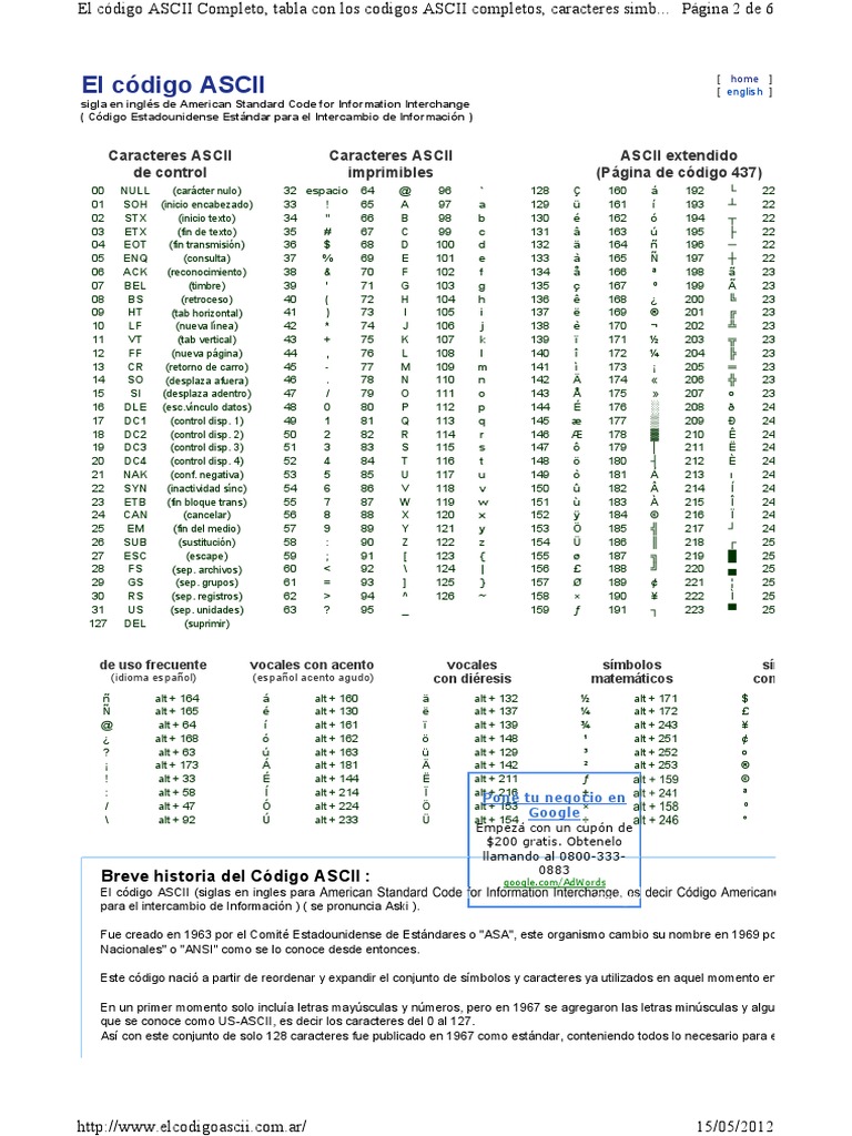 El Codigo Ascii | PDF | Comunicación humana | Tipografía