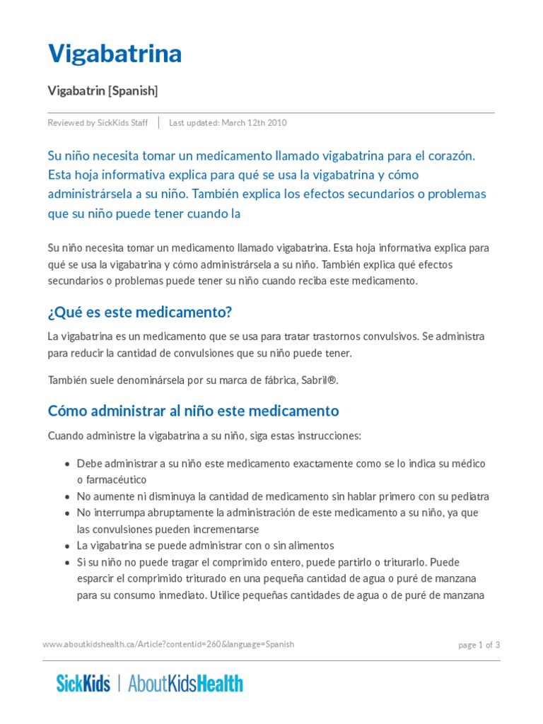 Vigabatrina | PDF | Medicamentos con receta | Tratamientos médicos