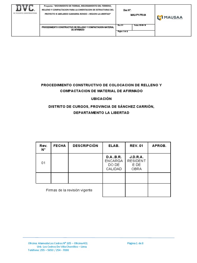 MAU-PY-PR-04 Procedimiento Constructivo de Base Granular | PDF | Ciencias de la Tierra ...