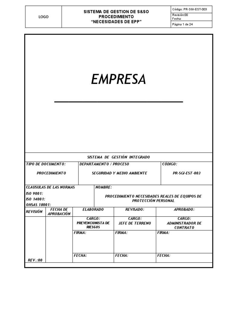 PTS Procedimiento Uso y Recambio de Epp | PDF