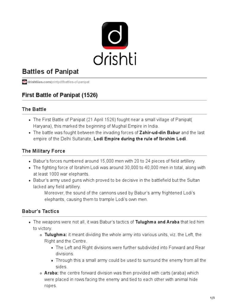 Battles of Panipat | PDF | Timurid Dynasty | Mughal Empire
