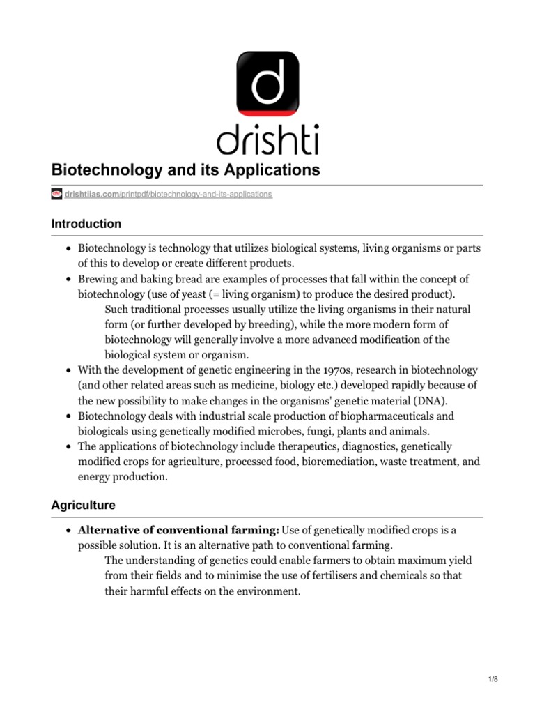 Biotechnology and Its Applications Overview | PDF | Biotechnology ...