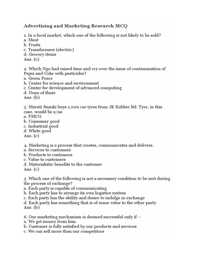 Advertising and Marketing Research MCQ | PDF | Sales | Market Segmentation