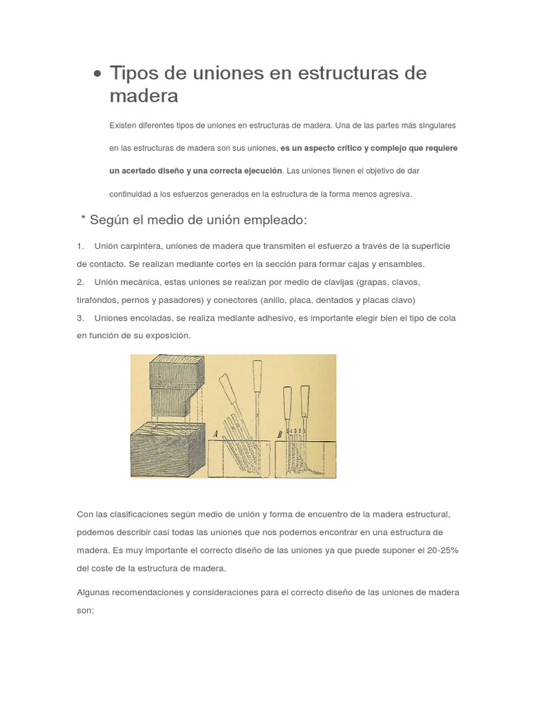 Tipos de uniones en madera estructural | PDF | Madera | Tornillo