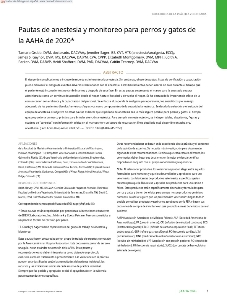 Anesthesia and Monitoring-Guidelines 2020 Final - En.es | PDF ...