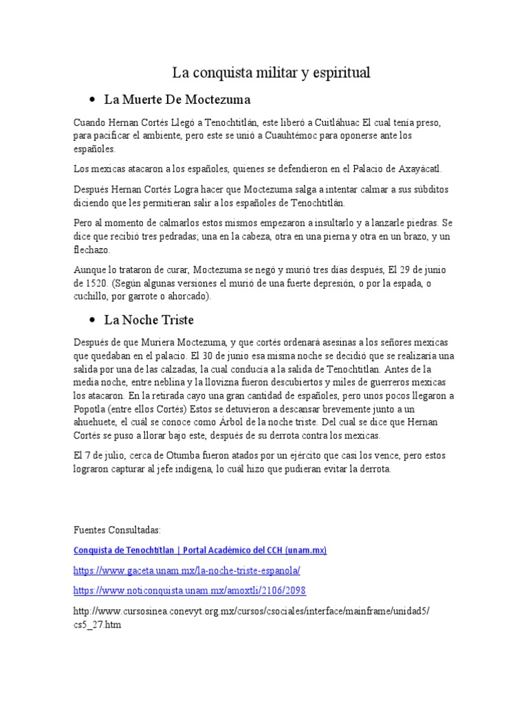 La Muerte de Moctezuma y La Noche Triste | PDF