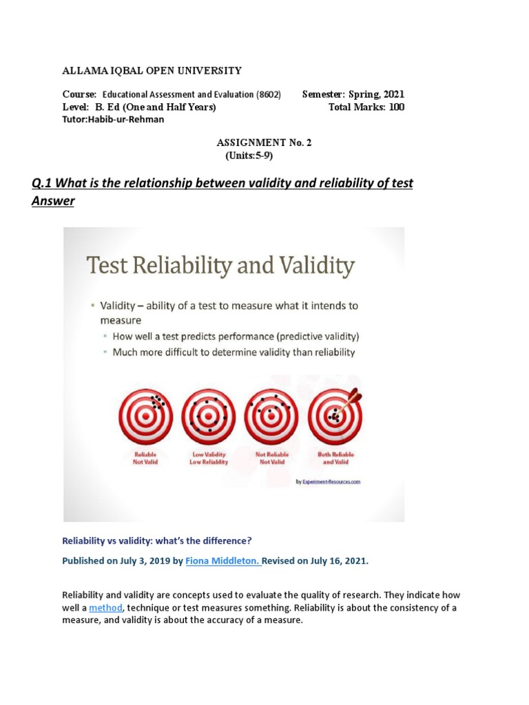 8602 Assignment No 2 Pdf Mean Validity Statistics