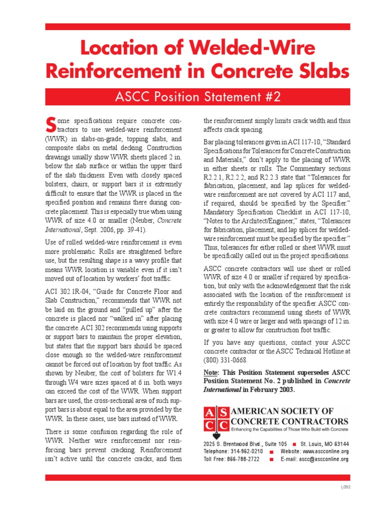 Welded-Wire Reinforcement in Slabs | PDF | Concrete | Specification ...
