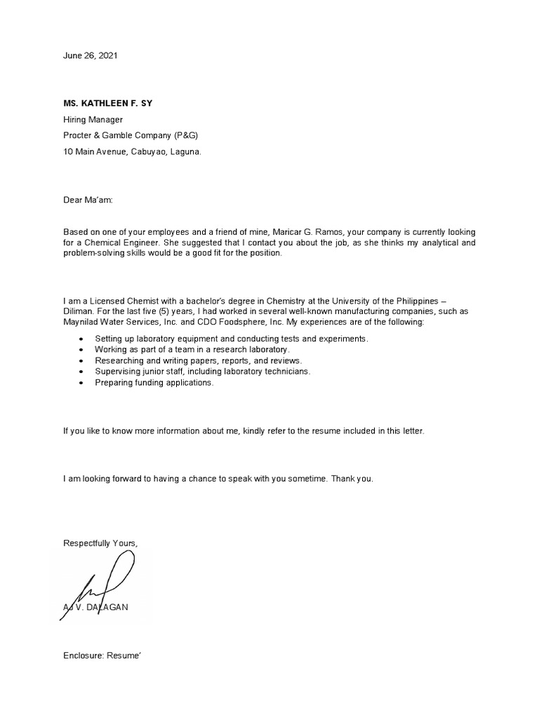 DALAGAN - STEM11-Cover Letter | PDF | Career & Growth