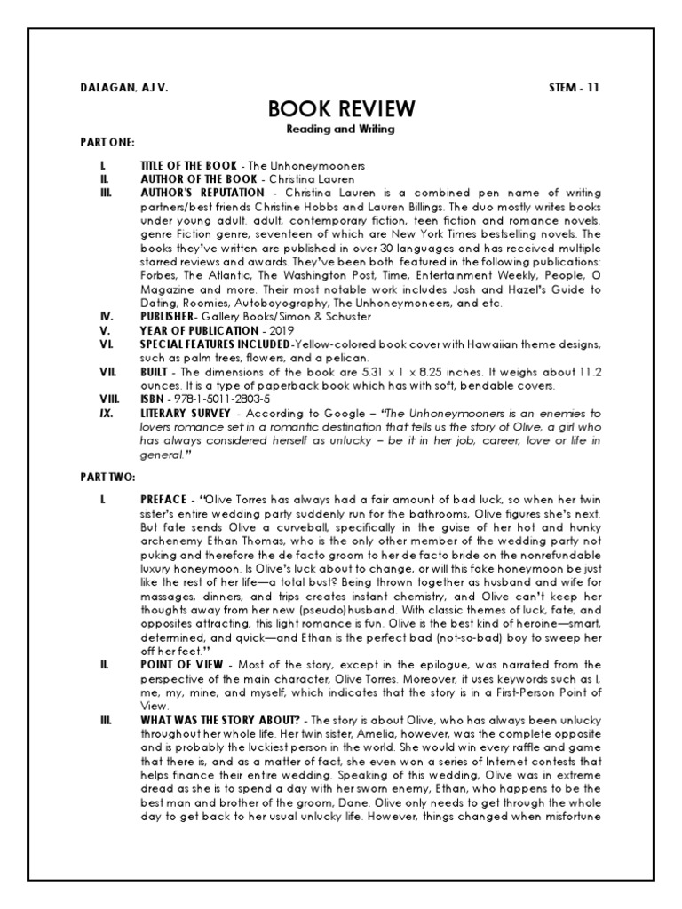 DALAGAN STEM11 Book-Report | PDF | Books | Latin