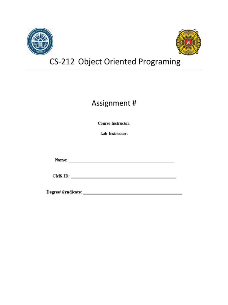 CS-212 Object Oriented Programing: Assignment # | PDF