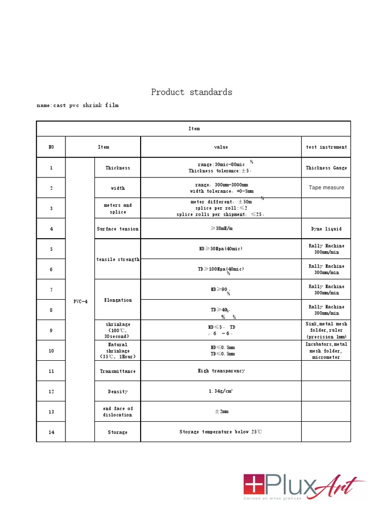 TDS For Cast PVC Shrink Film (60-65) | PDF | Casting (Metalworking ...